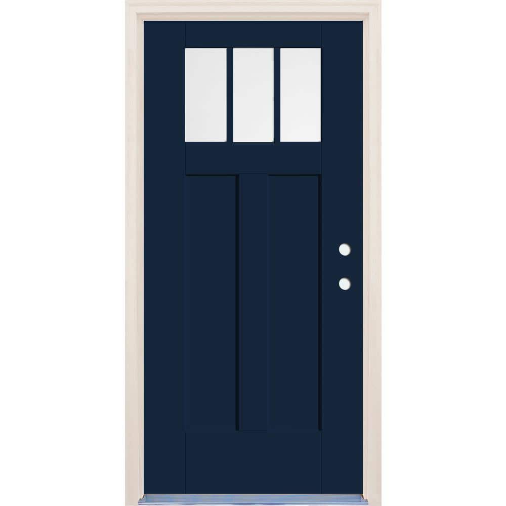 Builders Choice 36 in. x 80 in. Left-Hand 3-Lite Clear Glass Indigo ...