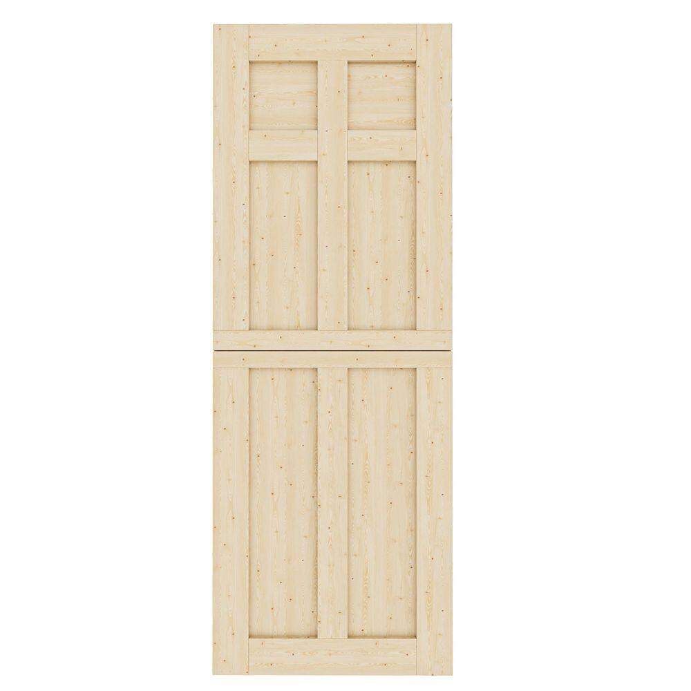 EH PUERTA 32 in. x 80 in. Solid Pine Universal 6-Panel Unfinished Pine ...