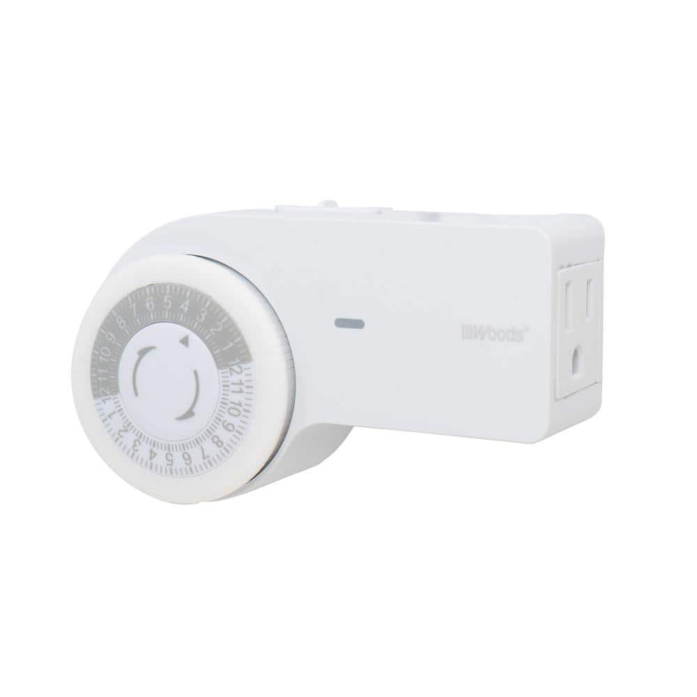Woods 24 Hour Heavy Duty Indoor Plug-In Grounded Outlet Mechanical ...