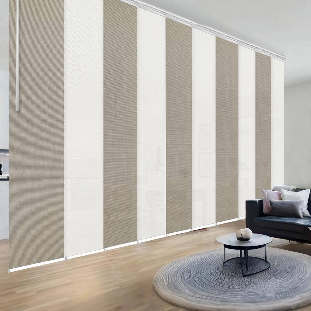 EMOH Greyscale 120 in. - 218 in. W x 94 in. L Adjustable 10-Panel Satin ...