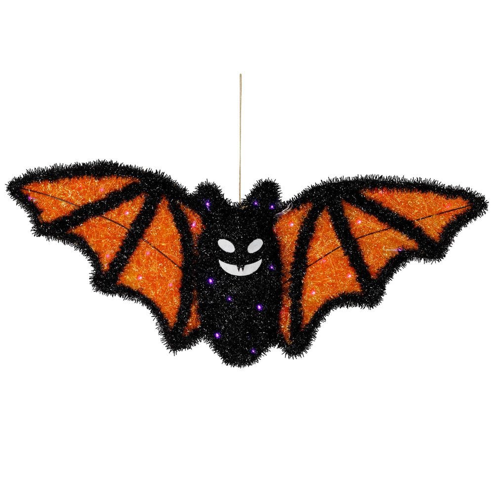 Northlight 25 in. Black and Orange Lighted Bat Halloween Yard Stake ...