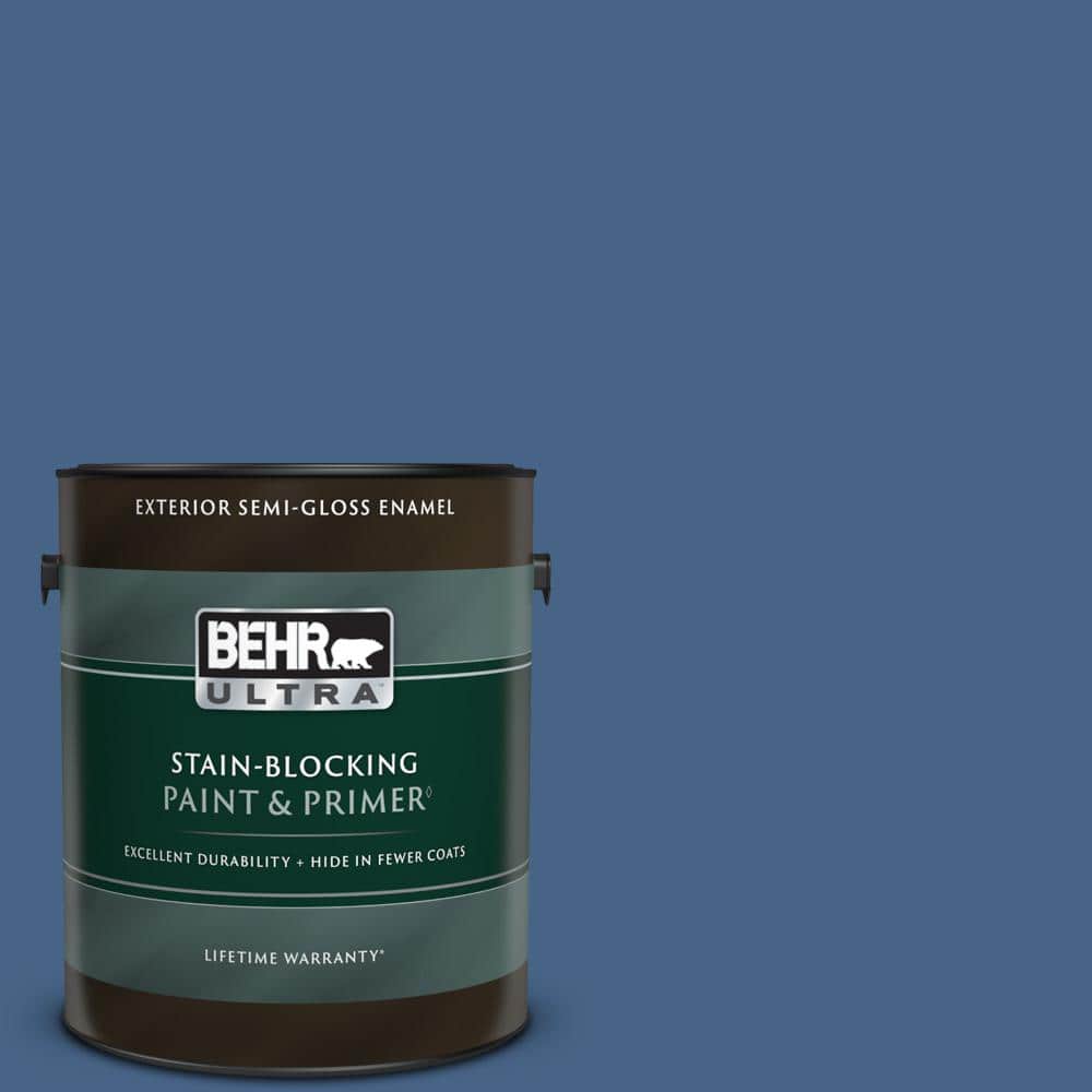 BEHR ULTRA 1 gal. #PPU15-04 Mosaic Blue Semi-Gloss Enamel Exterior ...