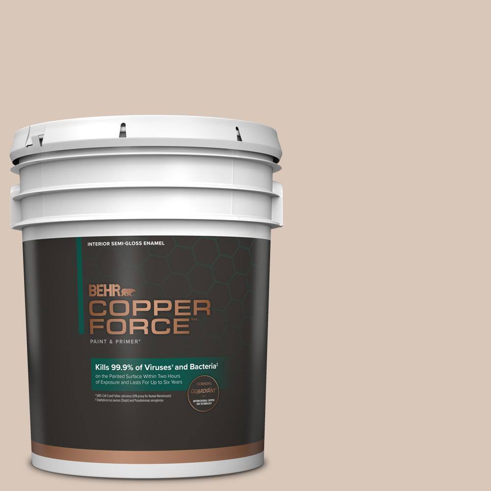 COPPER FORCE 5 gal. #MQ3-38 Suede Beige Semi-Gloss Enamel Virucidal and ...