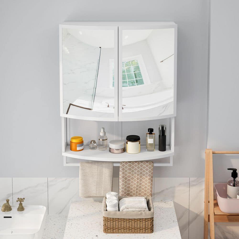 RKZHOPT Modern 23.62 in. W x 31.5 in. H Arched Metal Medicine Cabinet ...