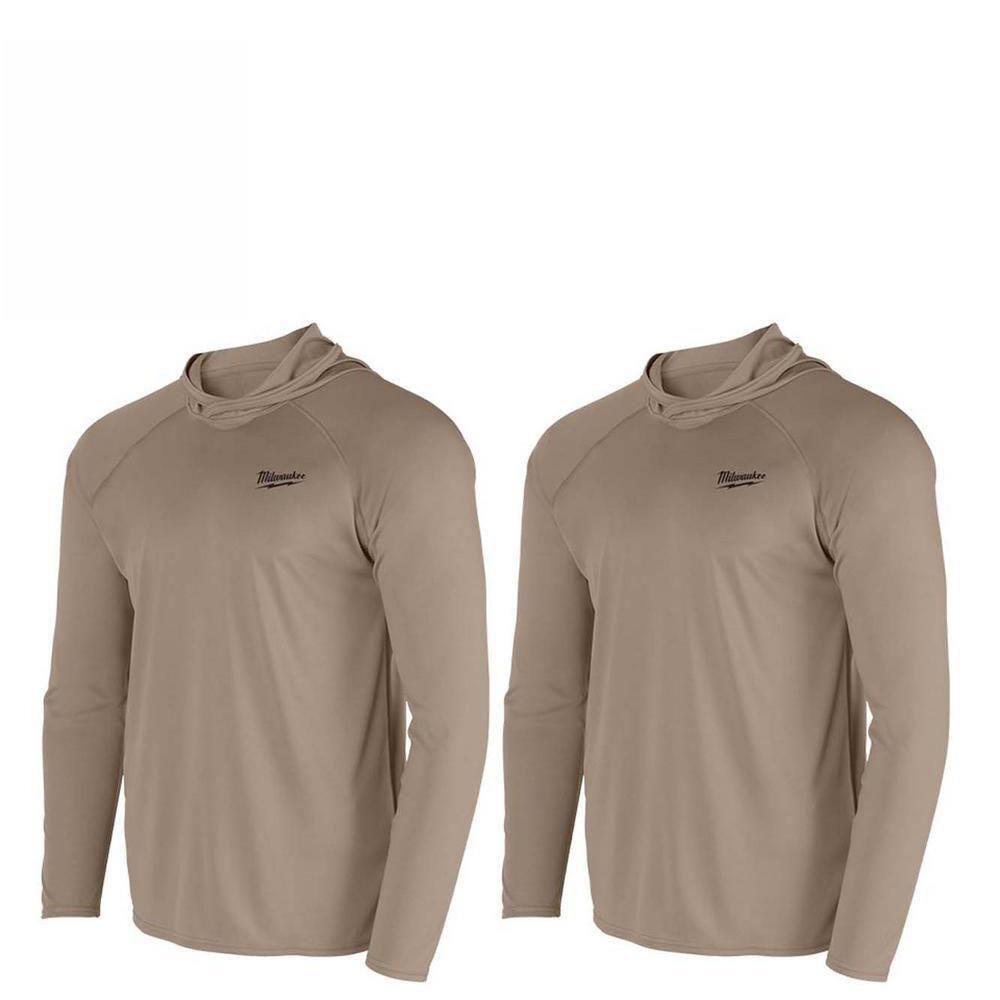 Milwaukee Men's Large Sandstone WORKSKIN Hooded Sun Shirt (2-Pack ...