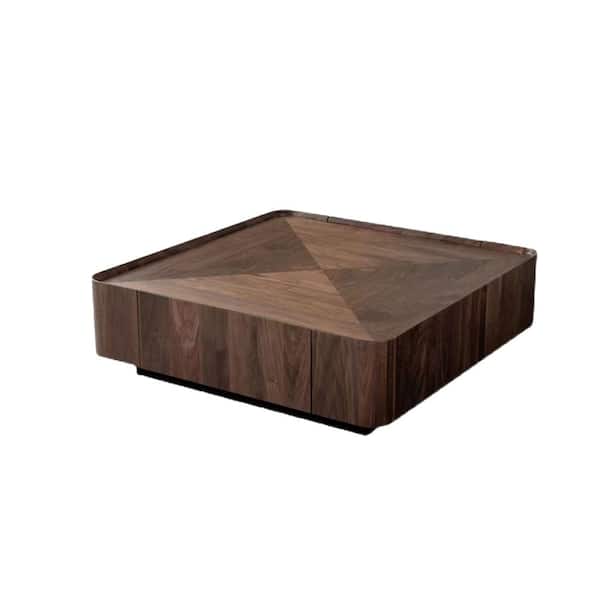 JASIWAY Walnut 31.5 in. Square MDF Top Coffee Table J-A-WB2347C-80 ...