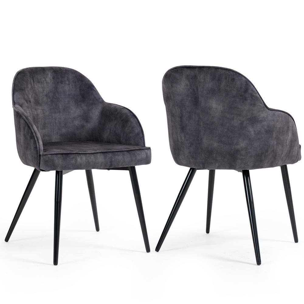 Glamour Home Batia Gray Velvet Fabric Dining Chairs (Set of Included ...