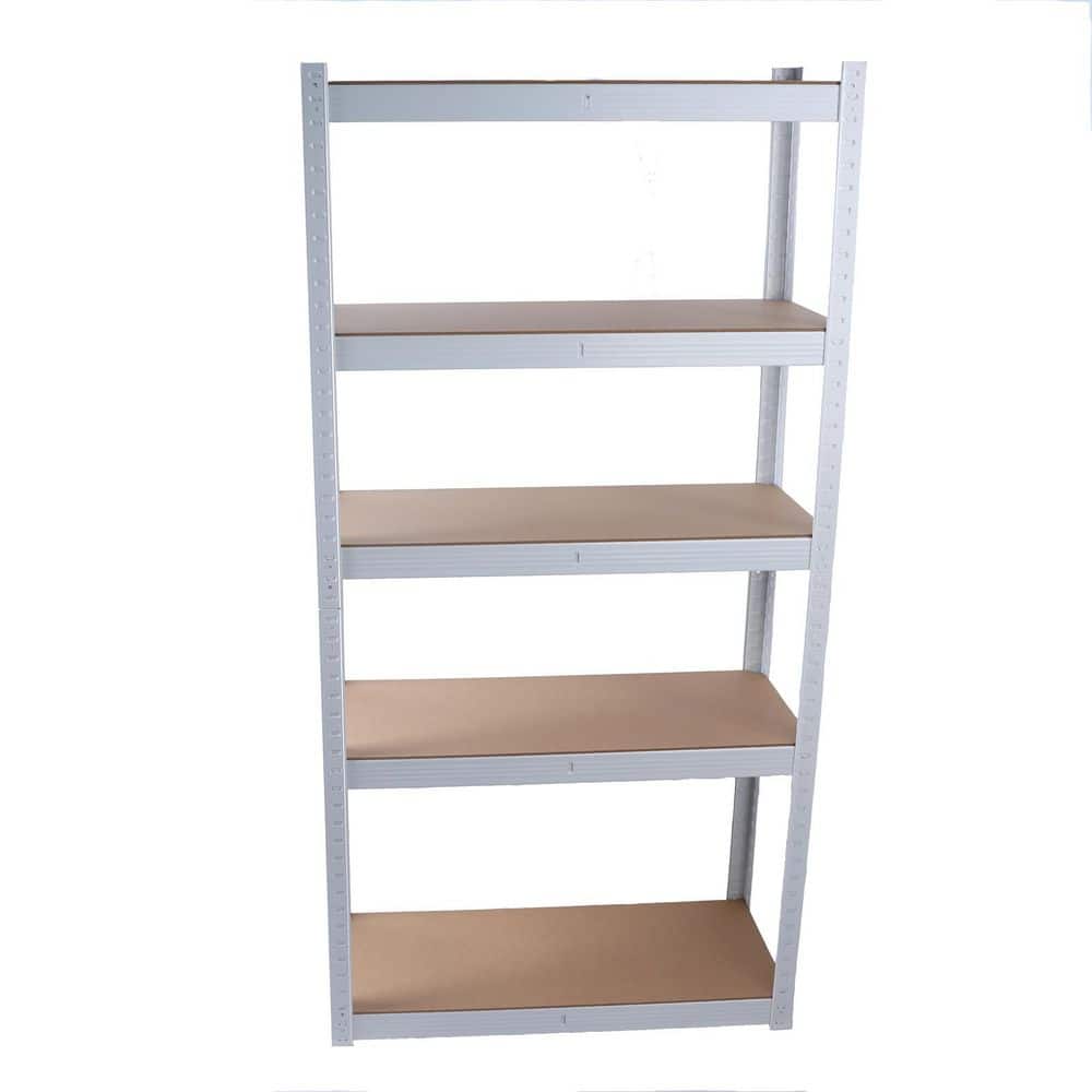 Tileon White 5-Tier Adjustable Storage Shelving, Metal Storage Utility ...