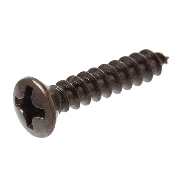 Everbilt #8 x 1 in. Bronze Plated Oval-Head Phillips Drive Decor Screw ...