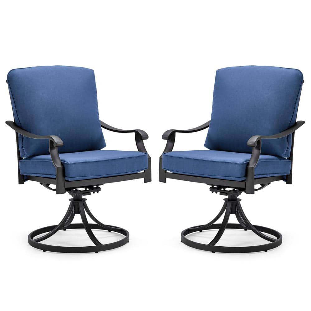 HOMMOW 22 in. x 23 in. Outdoor Swivel Patio Dining Chairs Set of 2,360 ...