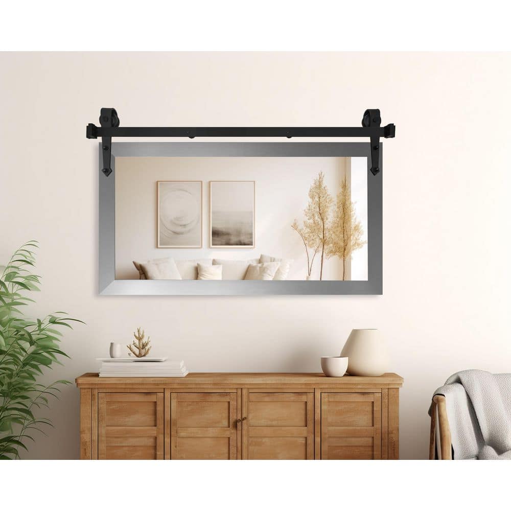 Rayne Mirrors (33 in. W x 28 in. H) Silver Modern Rustic Mirror with ...