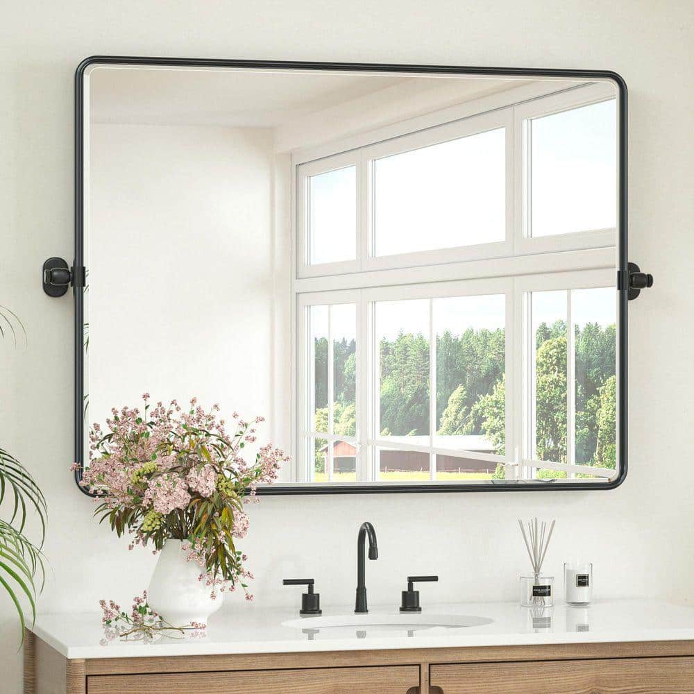 KeonJinn 40 in. W x 30 in. H Black Mirrors Framed Tilt Mirrors for ...