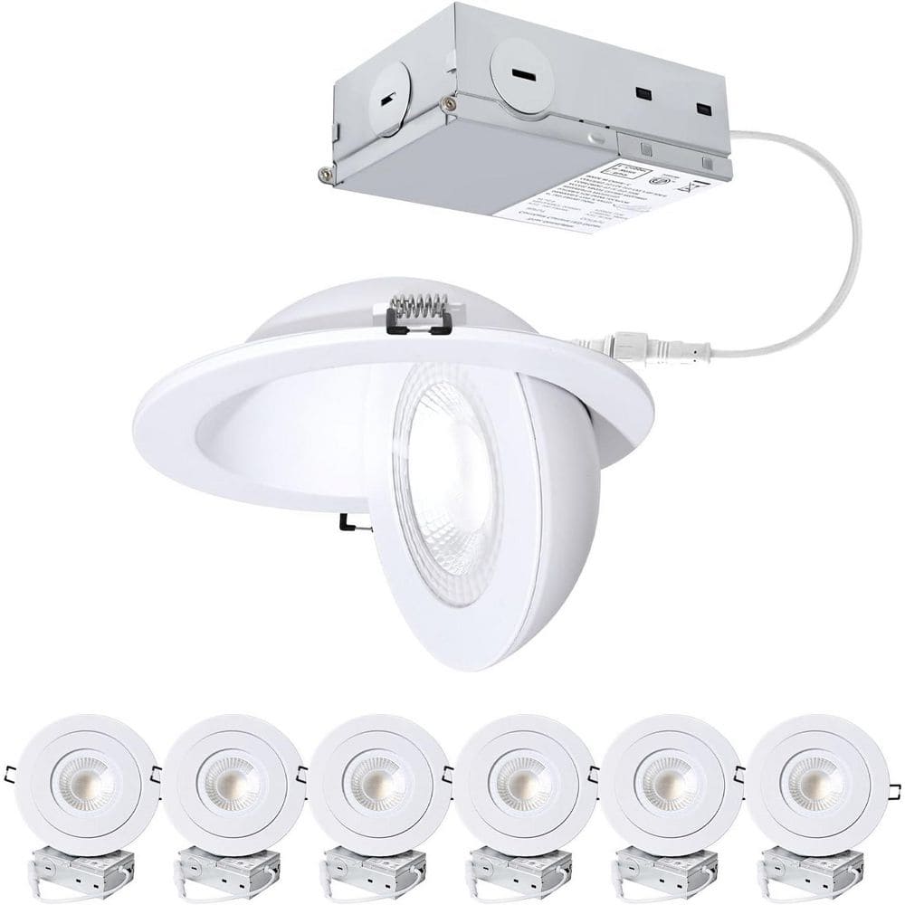 BeamBox 6 in. White 12W Gimbal Integrated LED Recessed Light Trim ...