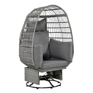 Cesicia Grey Wicker Outdoor Rocking Chair Rattan Egg Chair with Grey ...