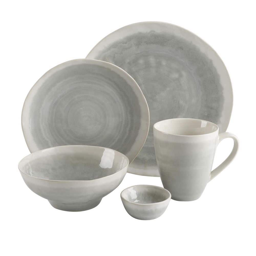 20-Piece Gray Round Stoneware Dinnerware Set 985118580M - The Home Depot
