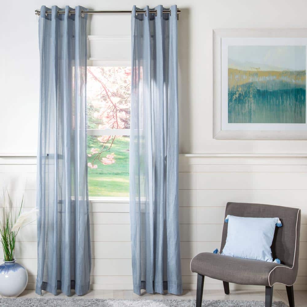 SAFAVIEH Gray Solid Grommet Sheer Curtain - 52 in. W x 96 in. L ...