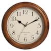 11 in Brown Round Wall Clock Battery Operated Silent Non-Ticking ...