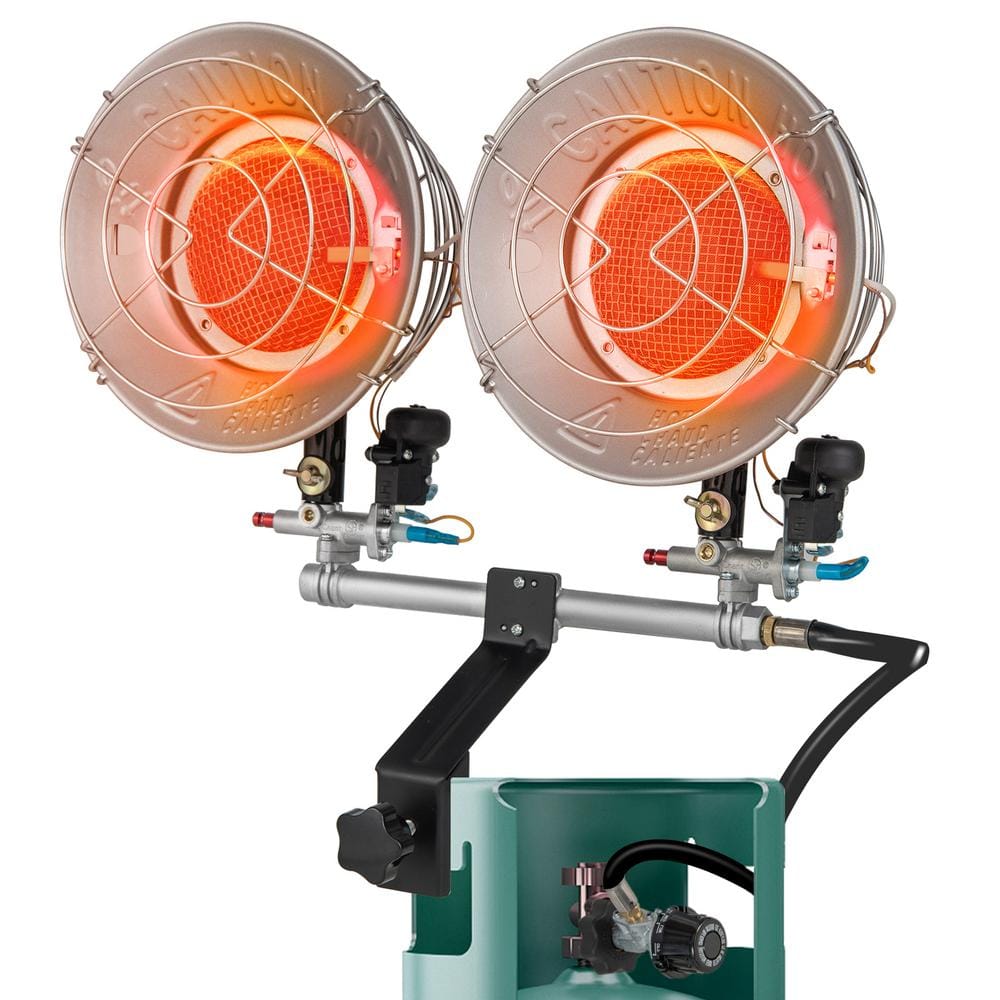 Costway 30,000 BTU Dual Head Tank Top Outdoor Heater with Adjustable ...