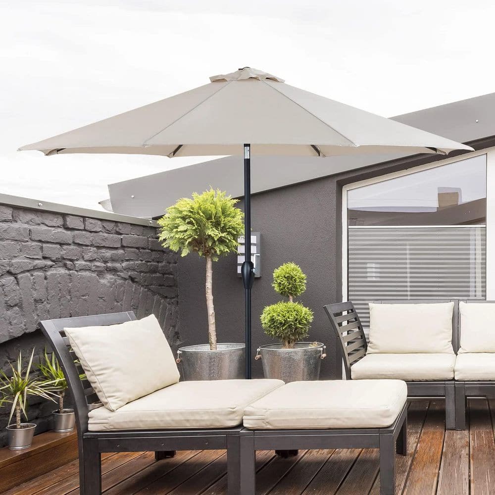 Primehome 9 ft. Patio Umbrella Push-Button Tilt and Crank-UV Resistant ...