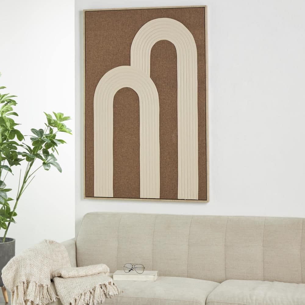 Litton Lane 1- Panel Geometric Framed Wall Art Print with Tan Layered ...