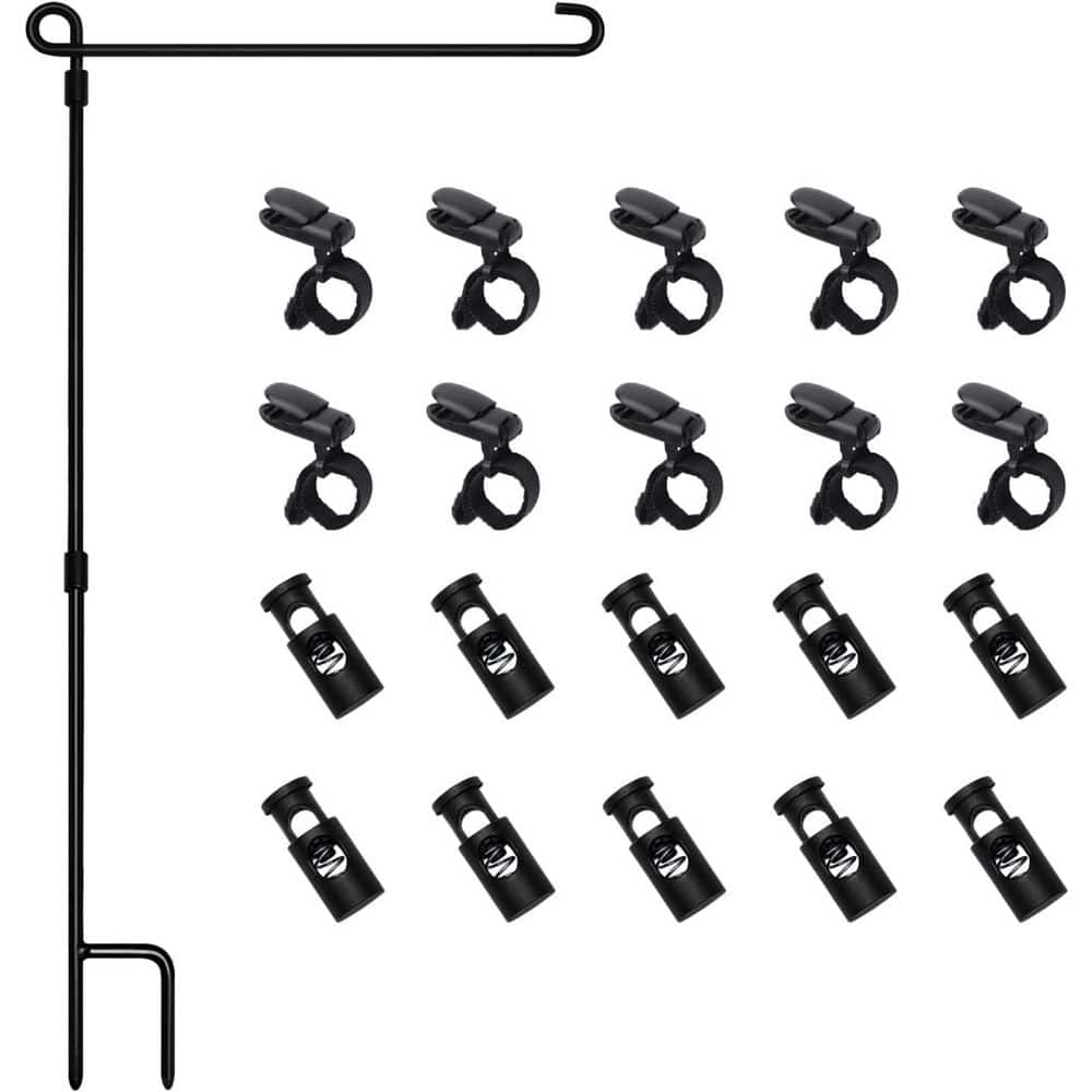 Cubilan 3 ft. Metal Garden Flagpole Stand with Tiger Clip and Spring ...