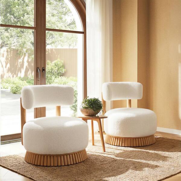 Qualler Beige Polyester Upholstered Armless Side Chair Set of 2 with ...