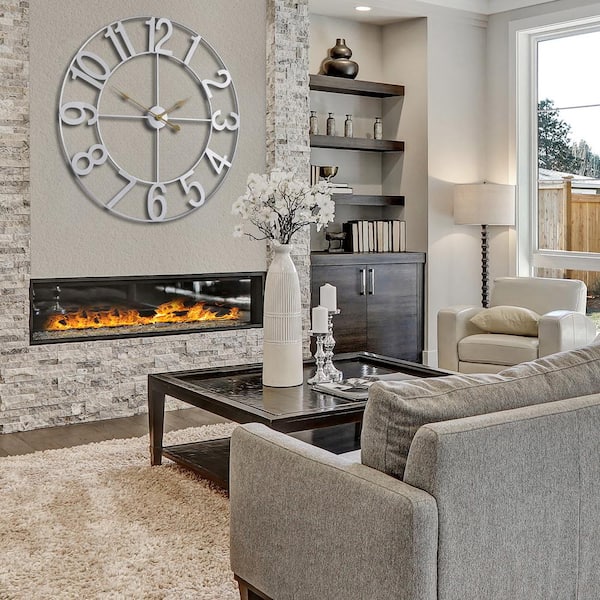 Sorbus Sorbus Large Wall Clock for Living Room 32 in. CLK WAL80N SIL The Home Depot