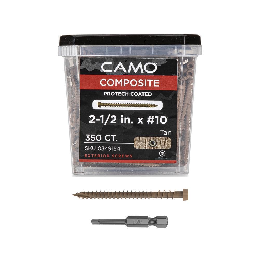CAMO #10 2-1/2 in. Tan Star Drive Trim-Head Composite Deck Screw (350 ...