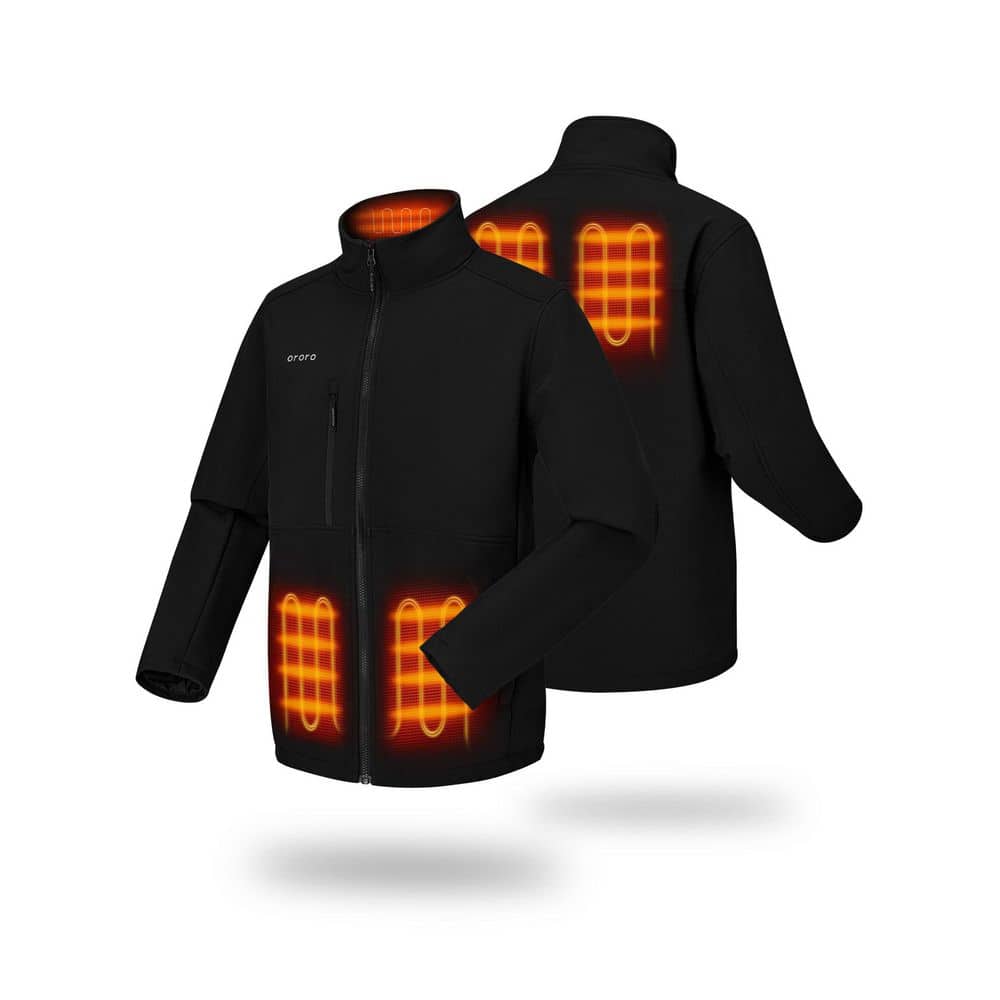 ORORO Men's Large Black 7.38-Volt Lithium-Ion Softshell Heated Jacket ...