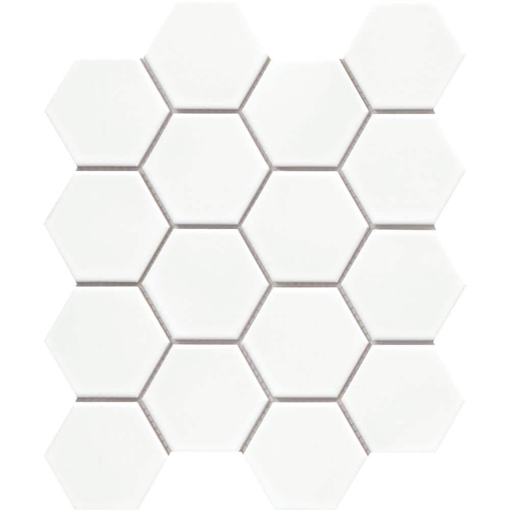 EMSER TILE Catch Ice 10 in. x 12 in. Glossy Porcelain Mosaic Wall Tile ...