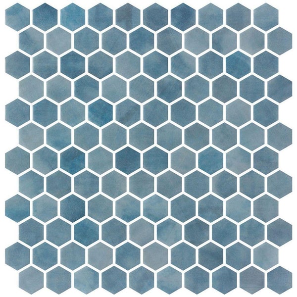 ANDOVA Scala Mira Blue 2-in. x 3-in. Fish Scale Upcycled Satin Glass ...