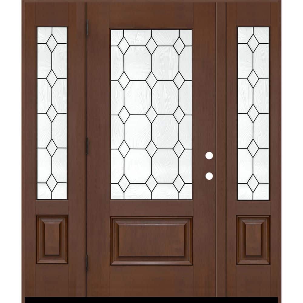 Steves & Sons Regency 64 x 80 in. 3/4L Marquise Glass RHOS Chestnut ...