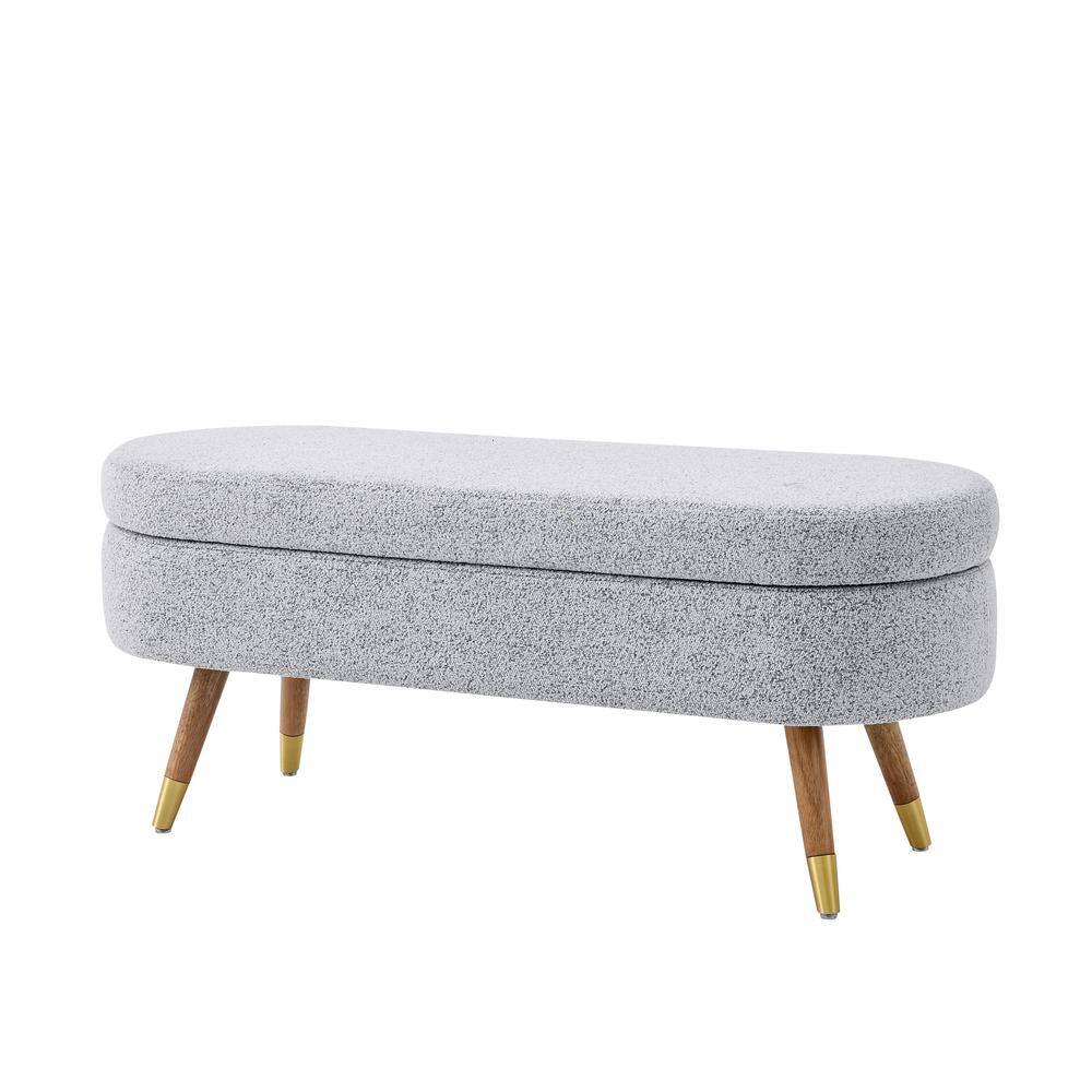 43.5 in. Gray Storage Bedroom Bench Upholstered Boucle Ottoman with ...
