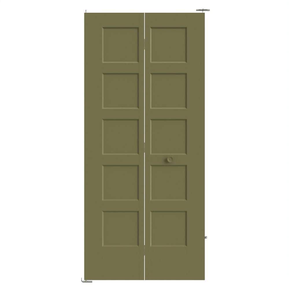 Masonite 36 in. x 80 in. 5-Panel Bayshore Hollow Core Truly Olive ...