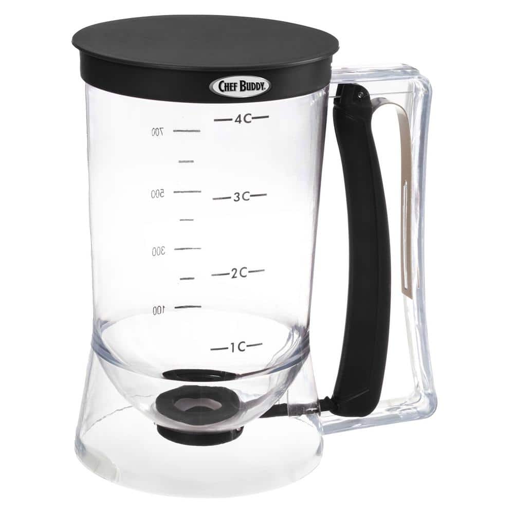 Chef Buddy 4-Cup Batter Dispenser with Squeeze Handle for Pancakes ...