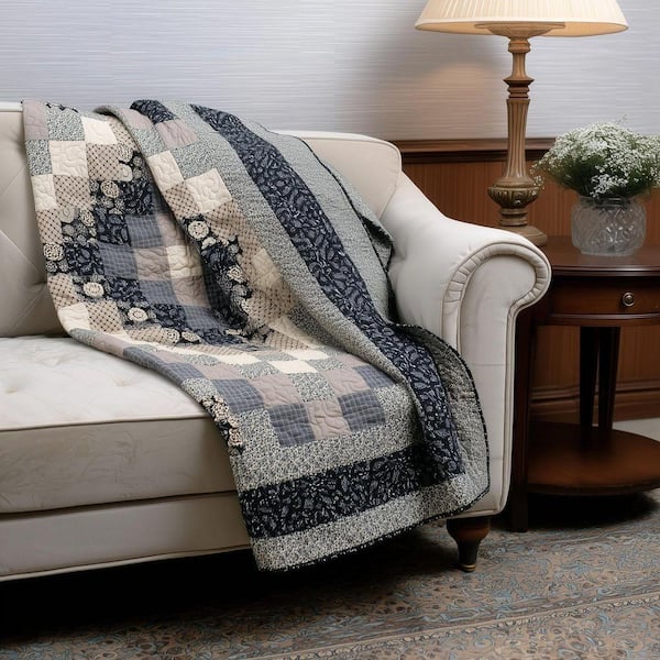DONNA SHARP Lexington Trip Black and Grey Cotton Throw Blanket 51708 ...
