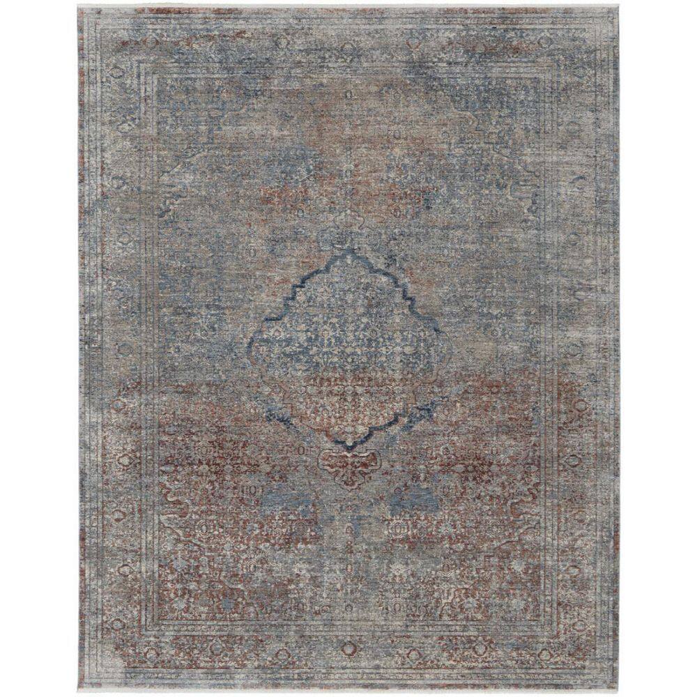 HomeRoots 2 X 8 Blue, Gray Floral Area Rug 2000514485 - The Home Depot