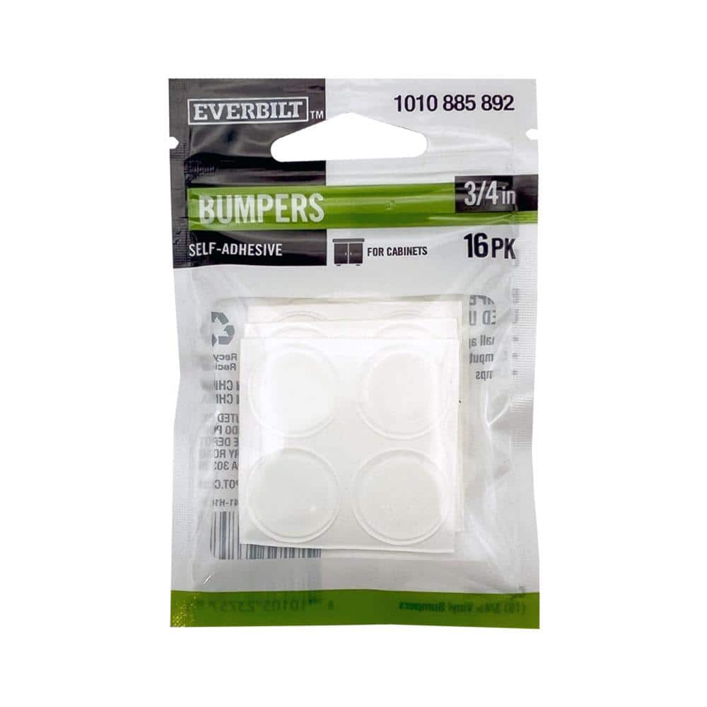 Everbilt 3/4 in. Clear Self-Adhesive Round Vinyl Bumper (16-Pack) 41 ...