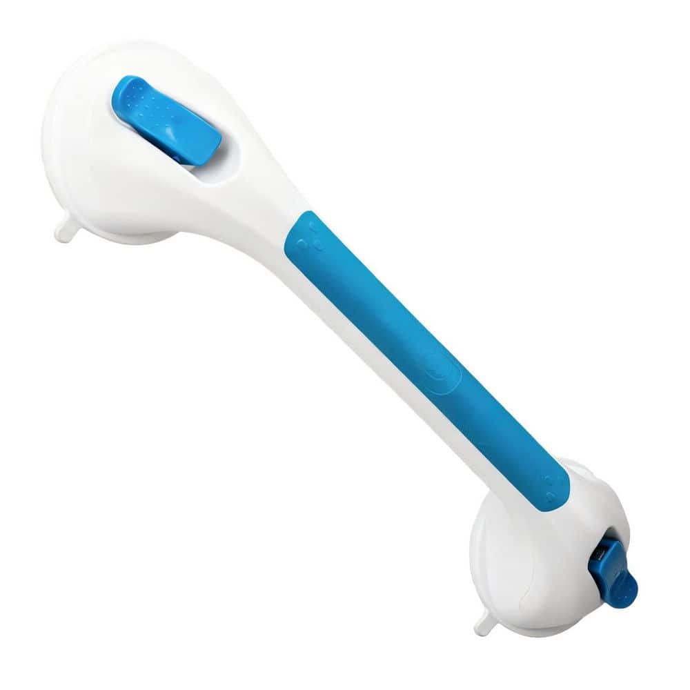 Numhew 16.8 in. Drill-Free Suction Grab Bar in Blue, Duty Safety Grip ...
