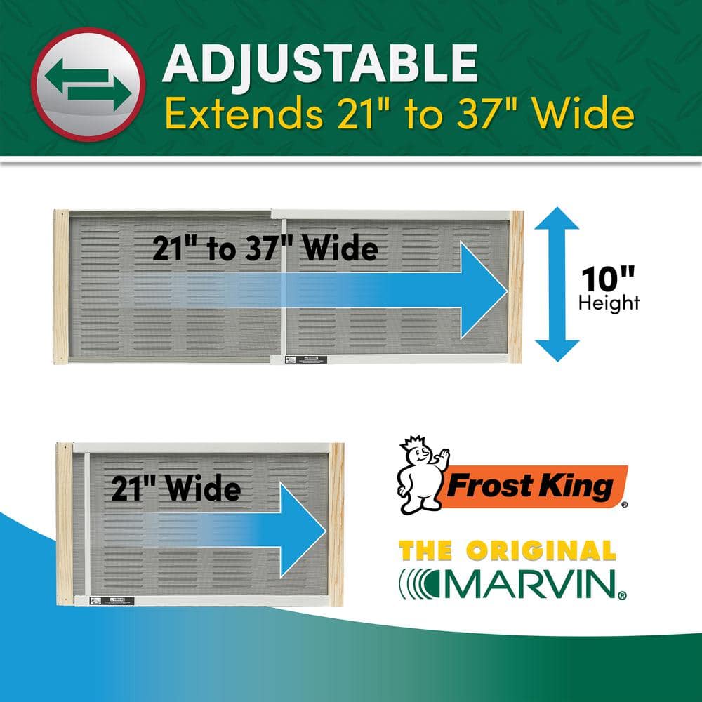 W B Marvin 37 in. x 10 in. Grey Aluminum Adjustable Screen Ventilator ...