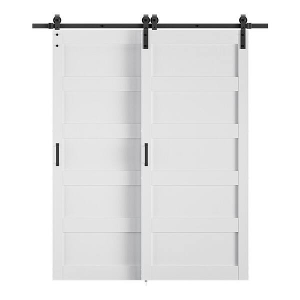 Reviews for SOCBAZZAR 77 in. x 84 in. 5-Panel White MDF Interior Double ...