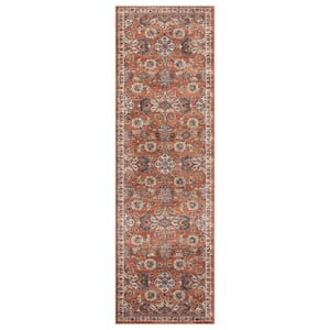 Amer Rugs Jordan 2 ft. 7 in. x 10 in. Brown Floral Pattern Runner Rug ...