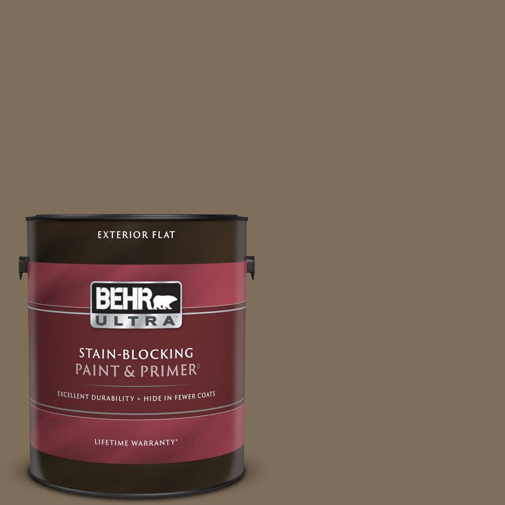 BEHR ULTRA 1 gal. #710D-6 Butternut Wood Flat Exterior Paint & Primer ...