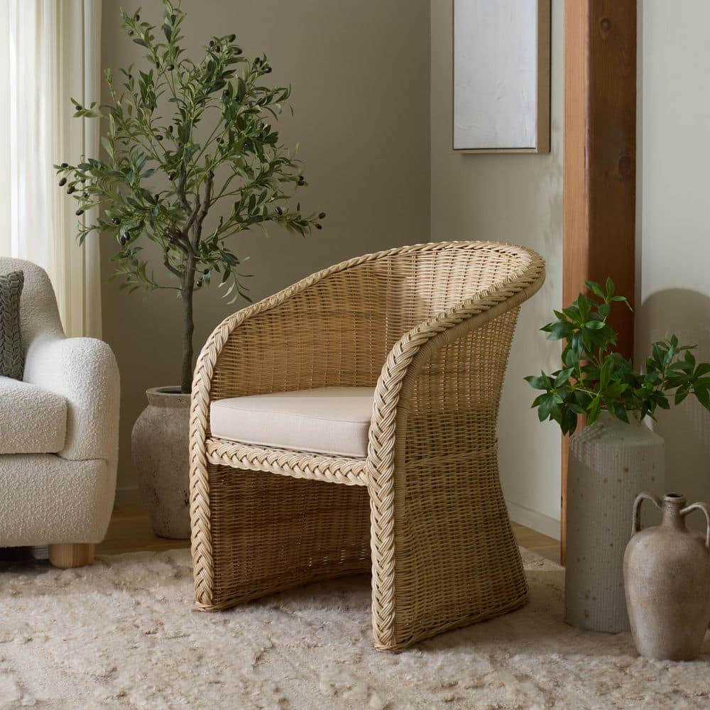 SAFAVIEH Macintosh Fabric Natural/Beige Arm Chair CWK2043A - The Home Depot