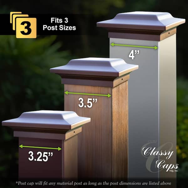 CLASSY CAPS 4 in. x 4 in. Brown Aluminum Fence Post Cap NSM44R - The ...