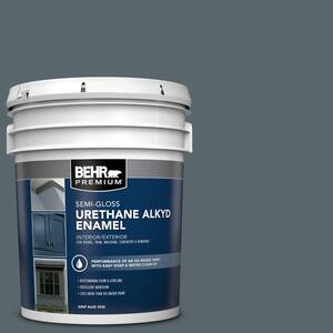 BEHR PREMIUM 1 gal. #N470-6 Whale Gray Urethane Alkyd Semi-Gloss Enamel ...