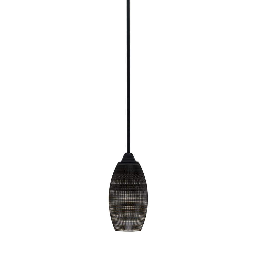 Madison 100-Watt 1-Light Matte Black Shaded Pendant Light with 5.5 in ...