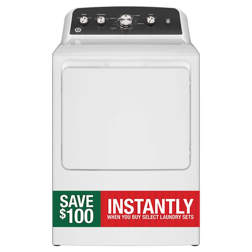 GE 7.2 cu. ft. vented Gas Dryer in White with Auto Dry and Extended ...