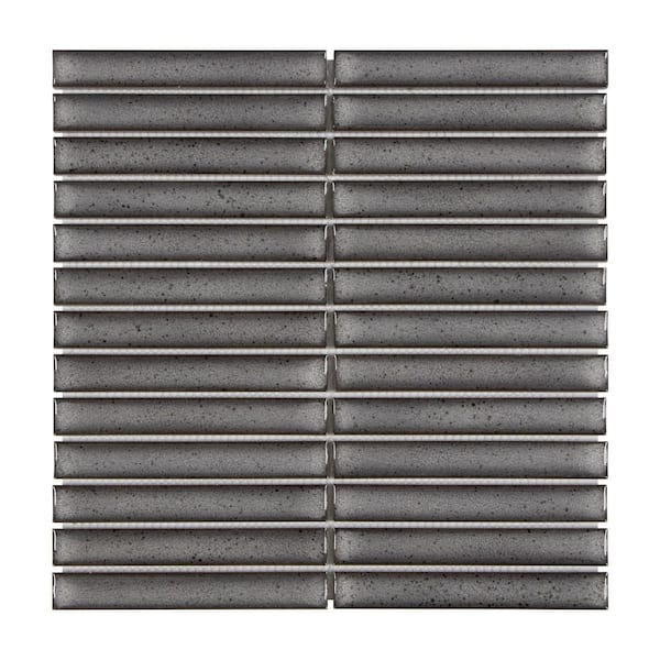 sunwings Stacked Gray 12 in. x 12 in. Glossy Porcelain Floor and Wall ...