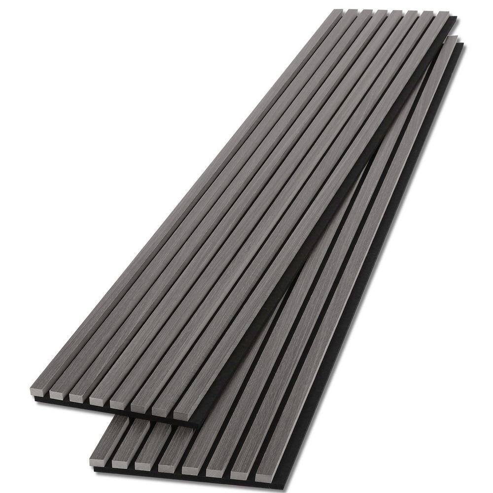 IHOMEadore 0.82 in. x 2 ft. x 8 ft. Antique Gray Wood Slat Acoustic 3D ...